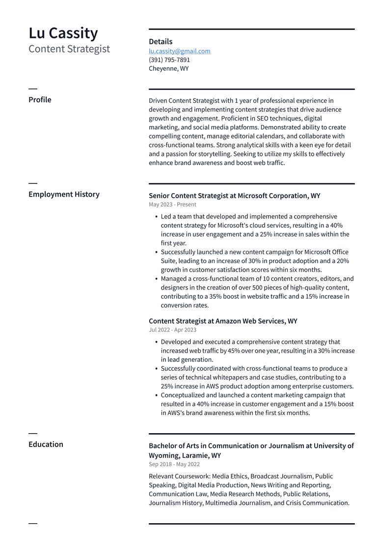 Twitter Content Strategist Resume Examples | ResumeCat