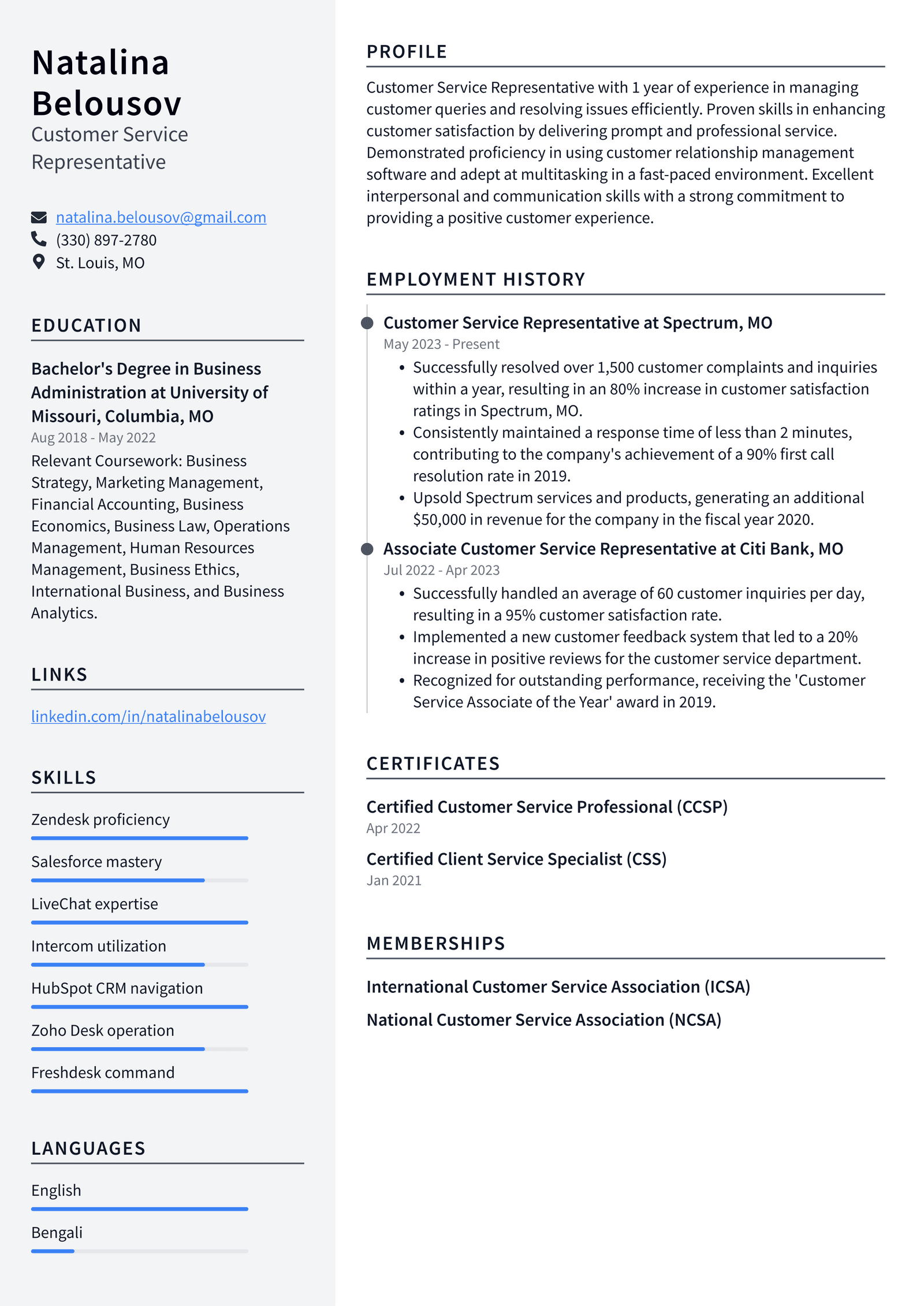 Twitter Customer Service Representative Resume Examples