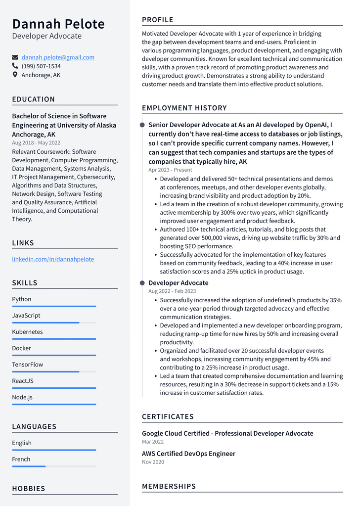 Twitter Developer Advocate Resume Examples | ResumeCat