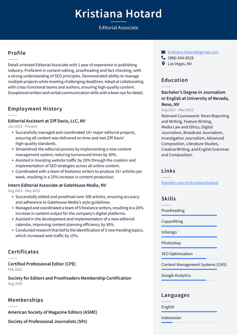 Twitter Editorial Associate Resume Examples | ResumeCat