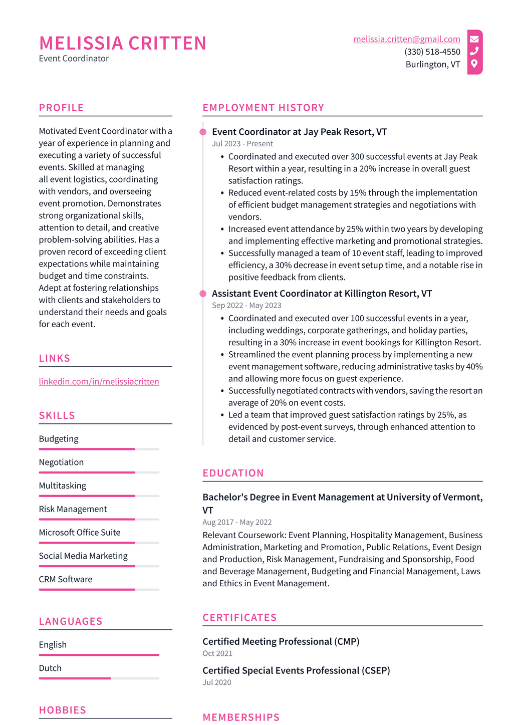 Twitter Event Coordinator Resume Examples | ResumeCat