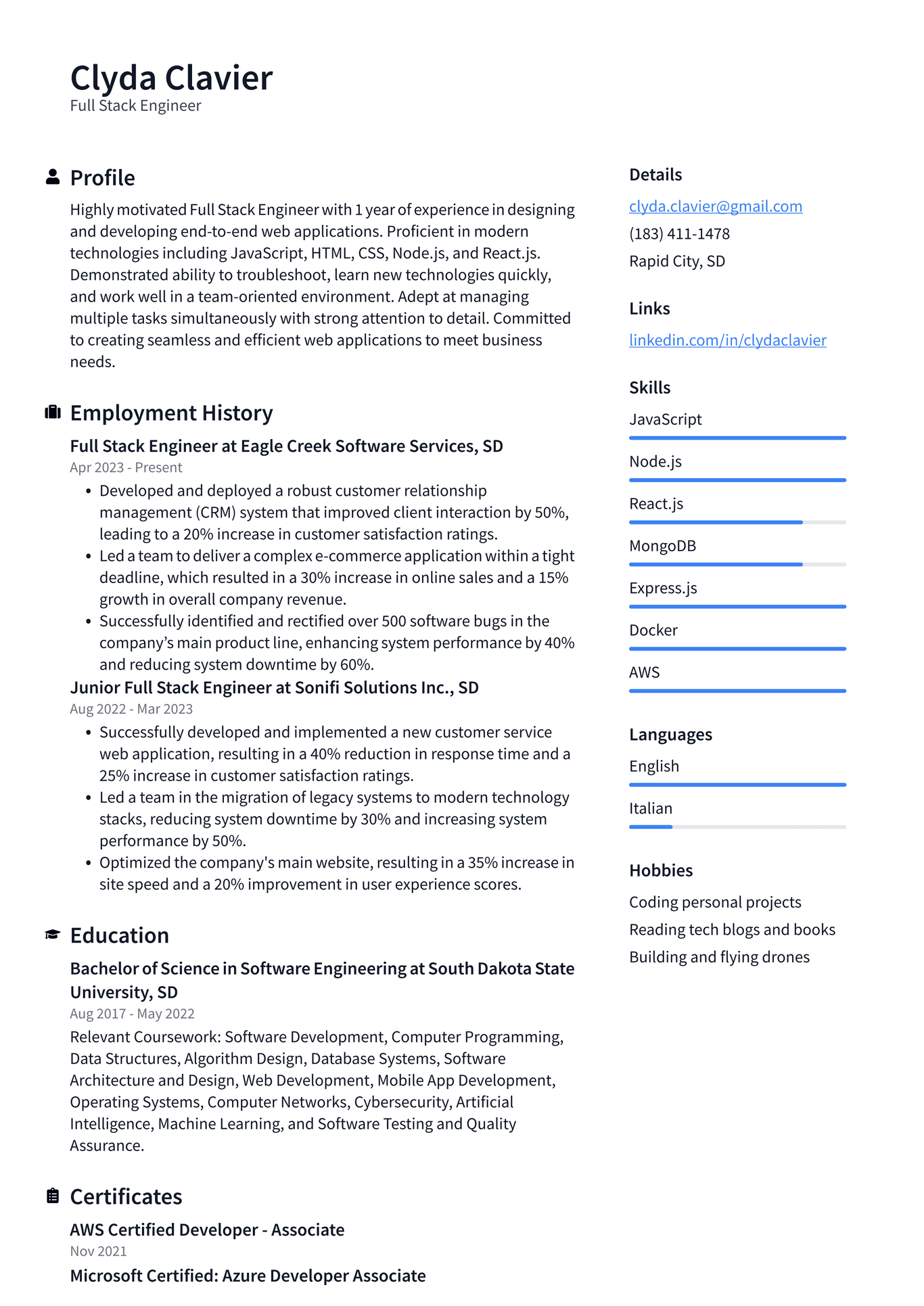 Twitter Full Stack Engineer Resume Examples | ResumeCat