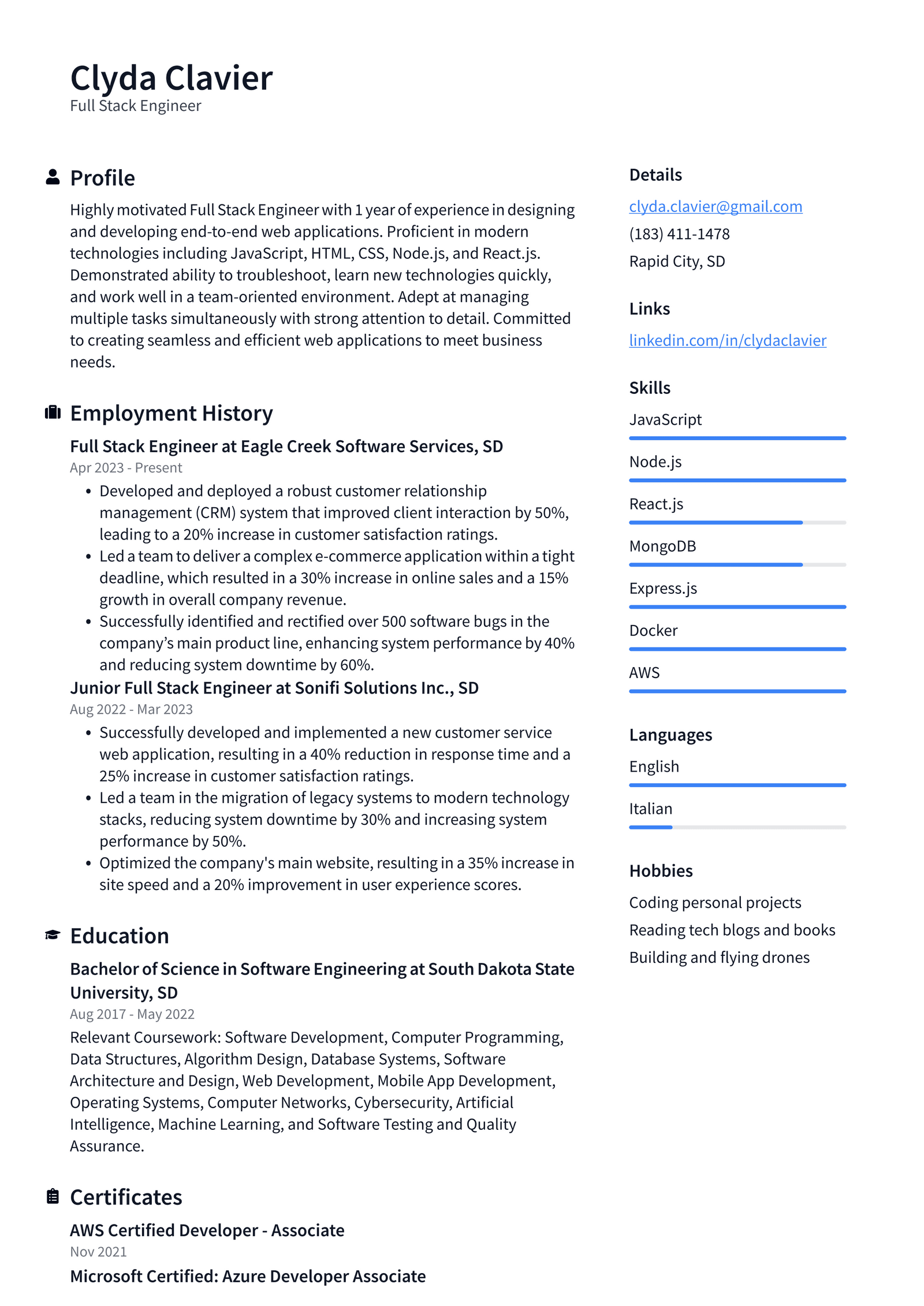 Twitter Full Stack Engineer Resume Examples | ResumeCat