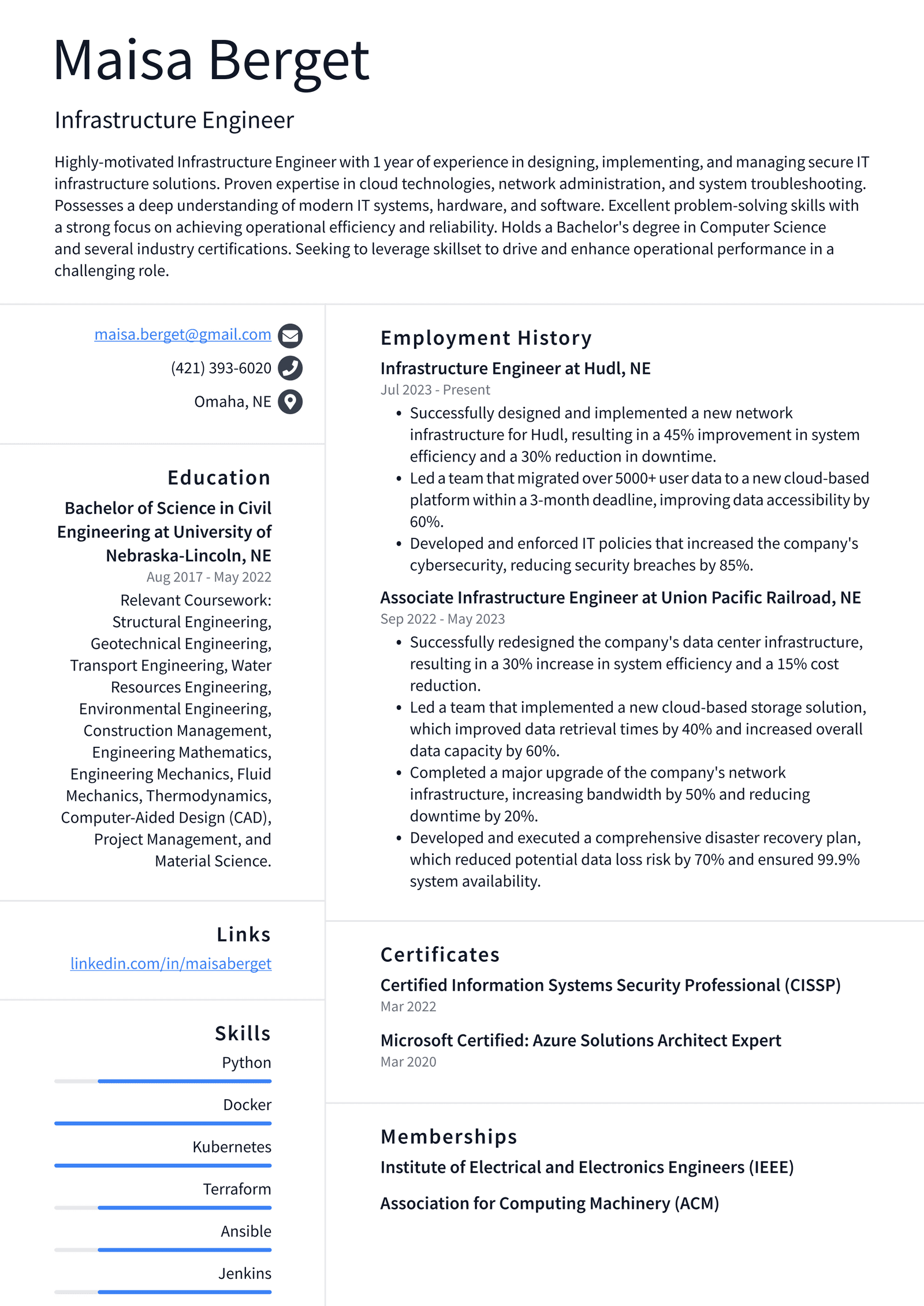 Twitter Infrastructure Engineer Resume Examples | ResumeCat