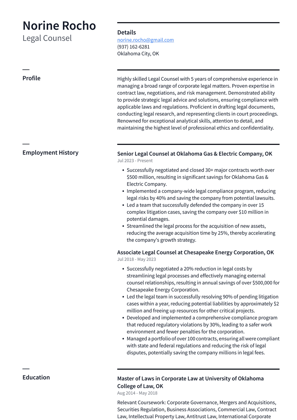 Twitter Legal Counsel Resume Examples | ResumeCat