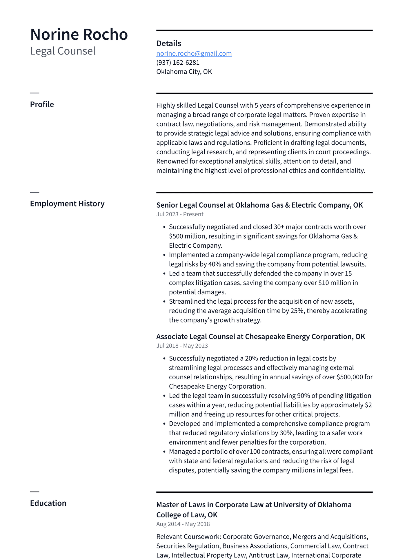 Twitter Legal Counsel Resume Examples | ResumeCat