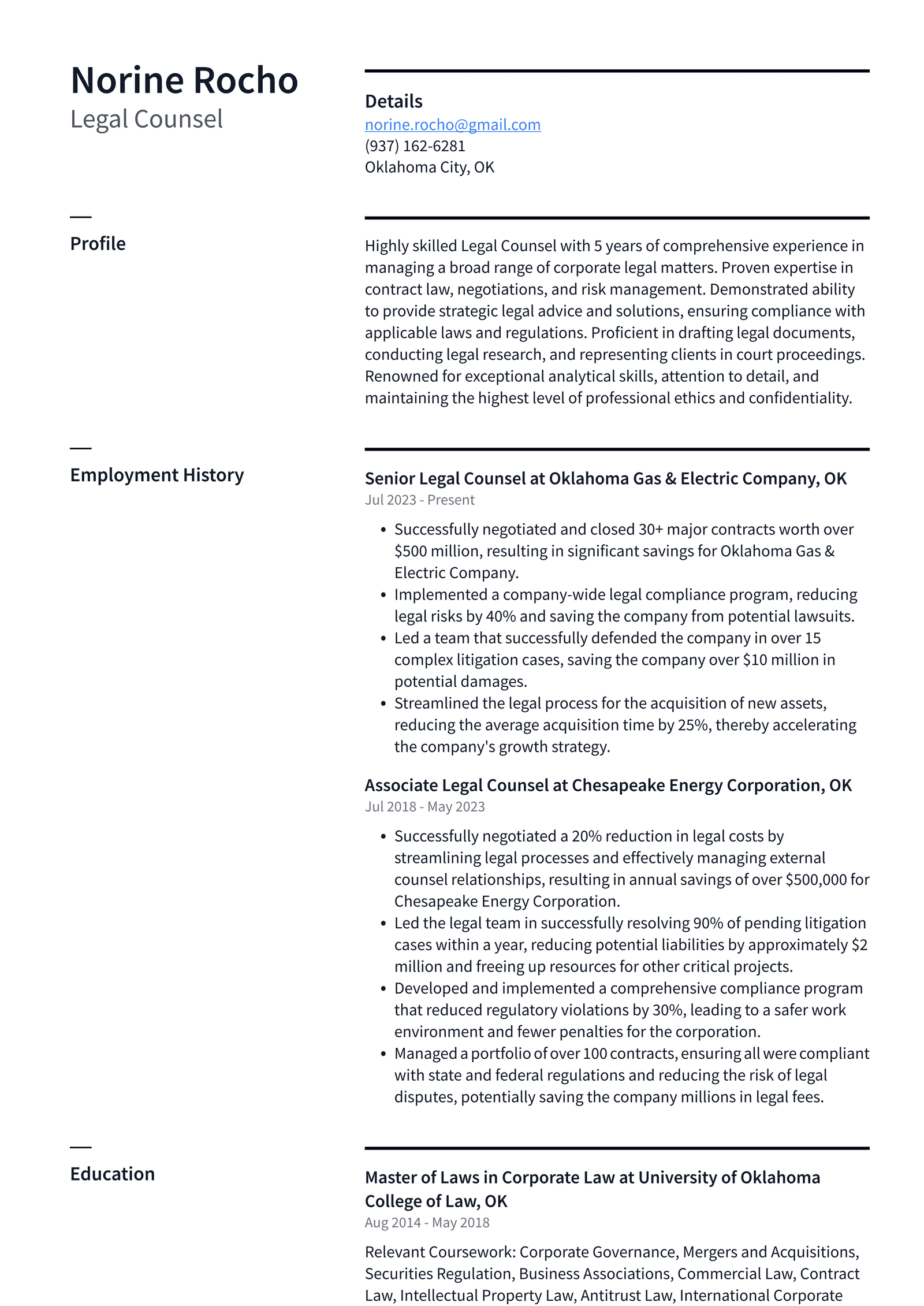 Twitter Legal Counsel Resume Examples | ResumeCat