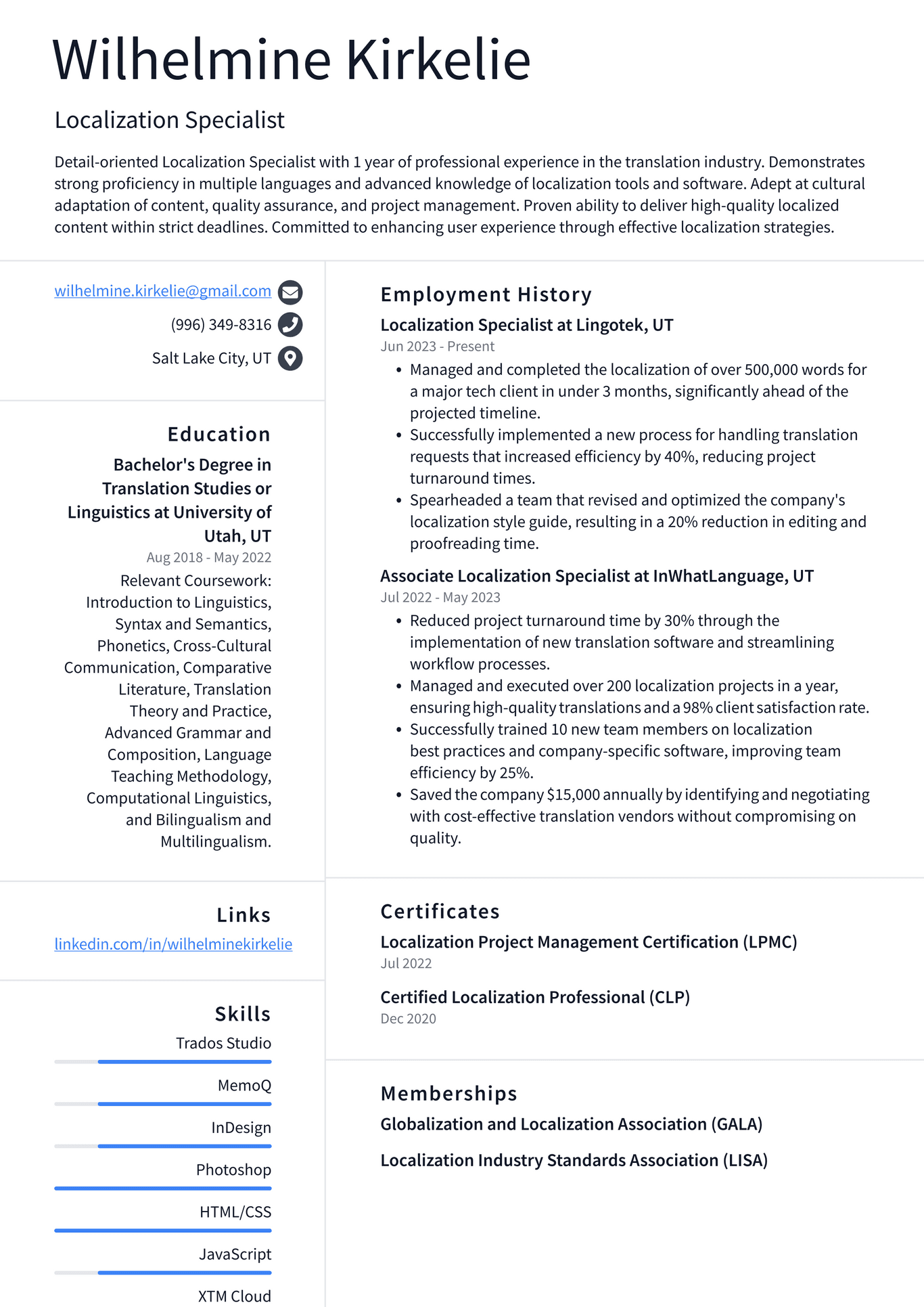 Twitter Localization Specialist Resume Examples | ResumeCat