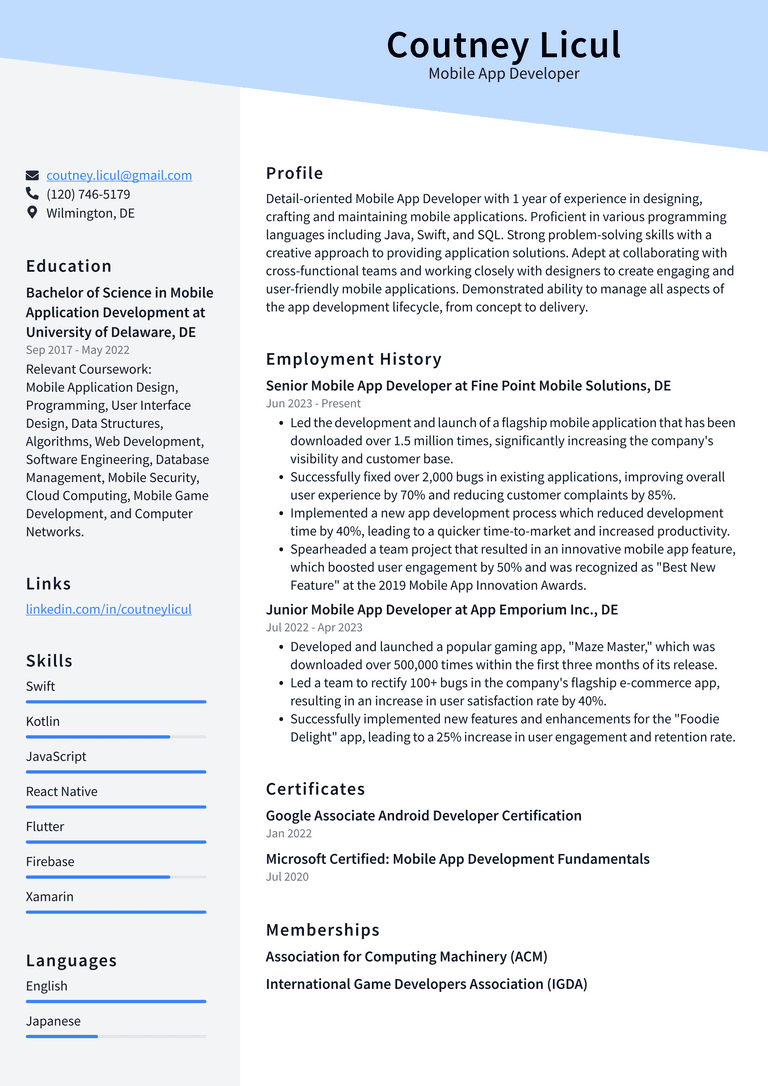 Twitter Mobile App Developer Resume Examples | ResumeCat