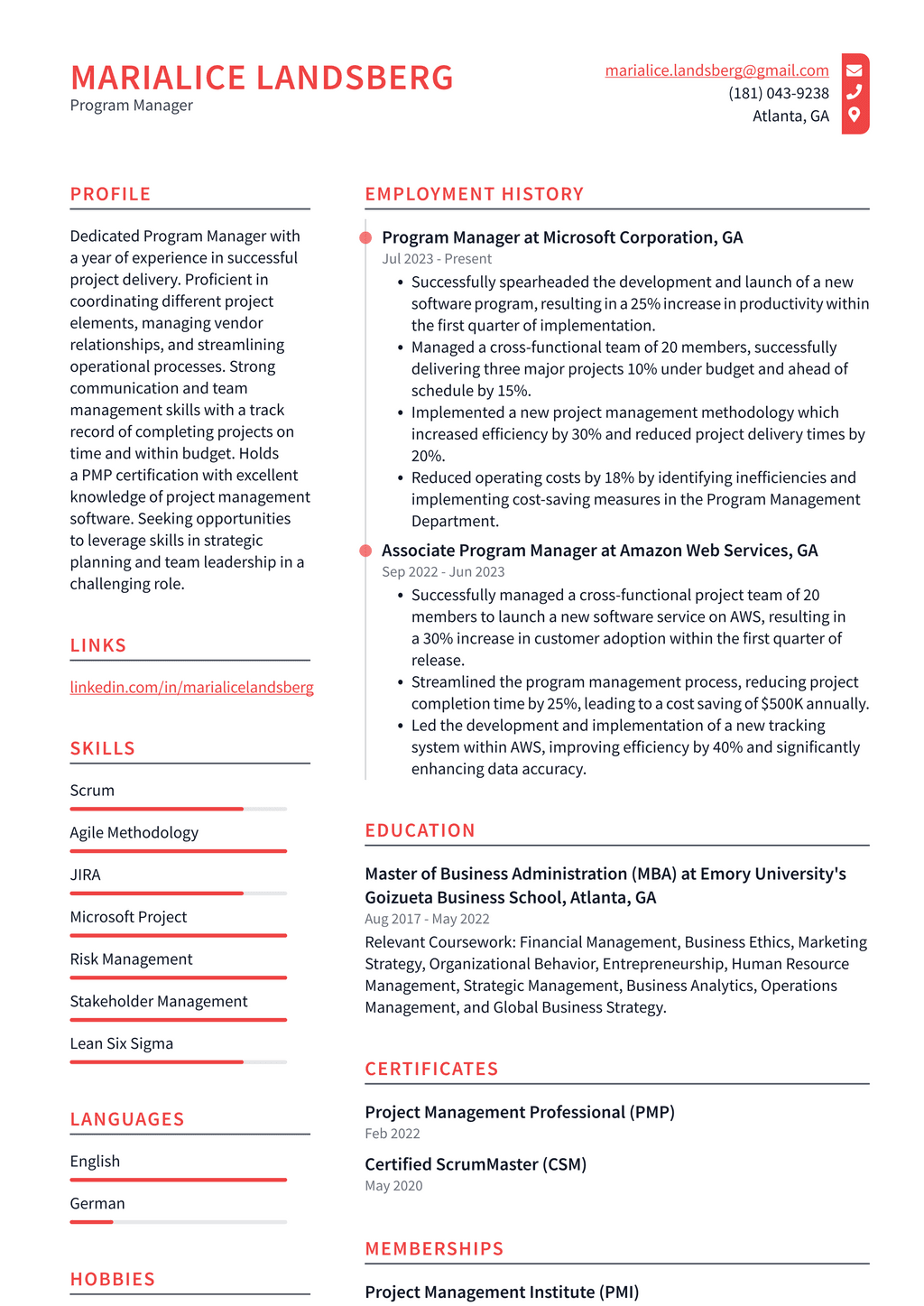 Twitter Program Manager Resume Examples | ResumeCat