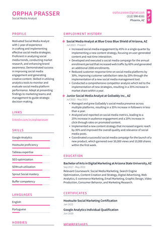 Twitter Social Media Analyst Resume Examples | ResumeCat