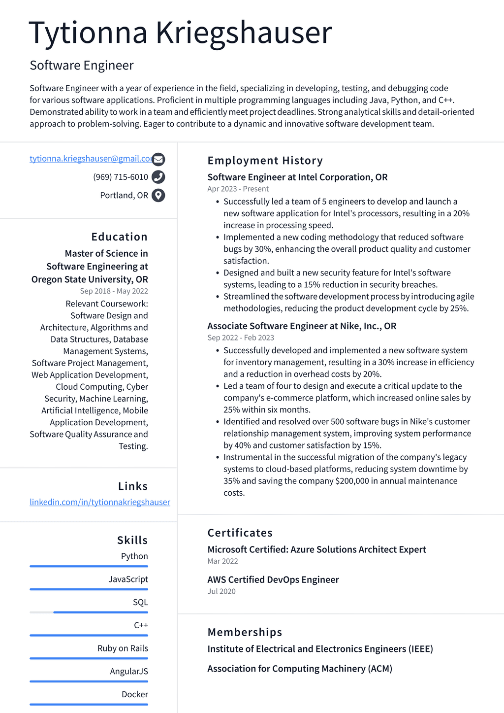 Twitter Software Engineer Resume Examples | ResumeCat