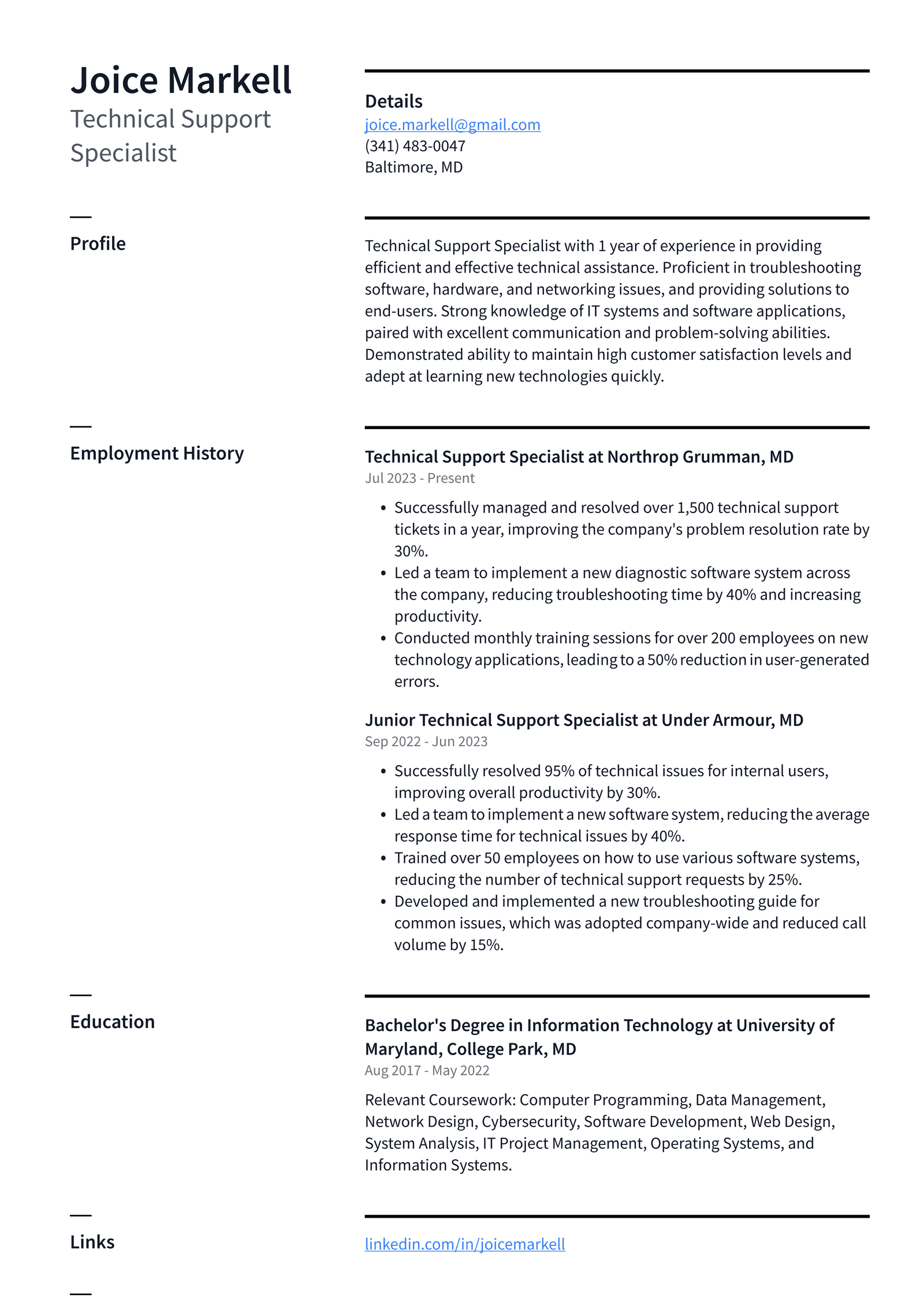 Twitter Technical Support Specialist Resume Examples