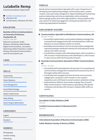 Uber Communications Specialist Resume Examples | ResumeCat