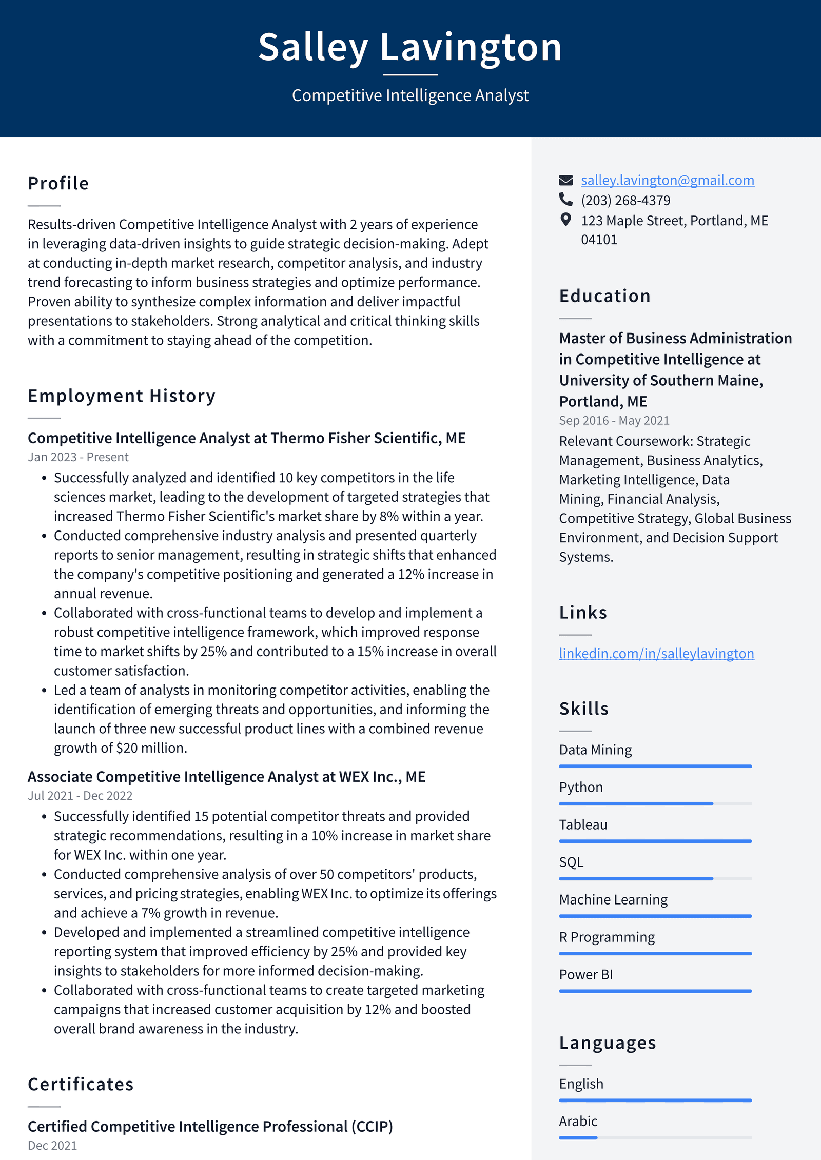 Uber Competitive Intelligence Analyst Resume Examples