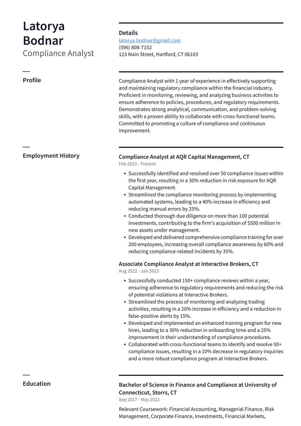 Uber Compliance Analyst Resume Examples | ResumeCat