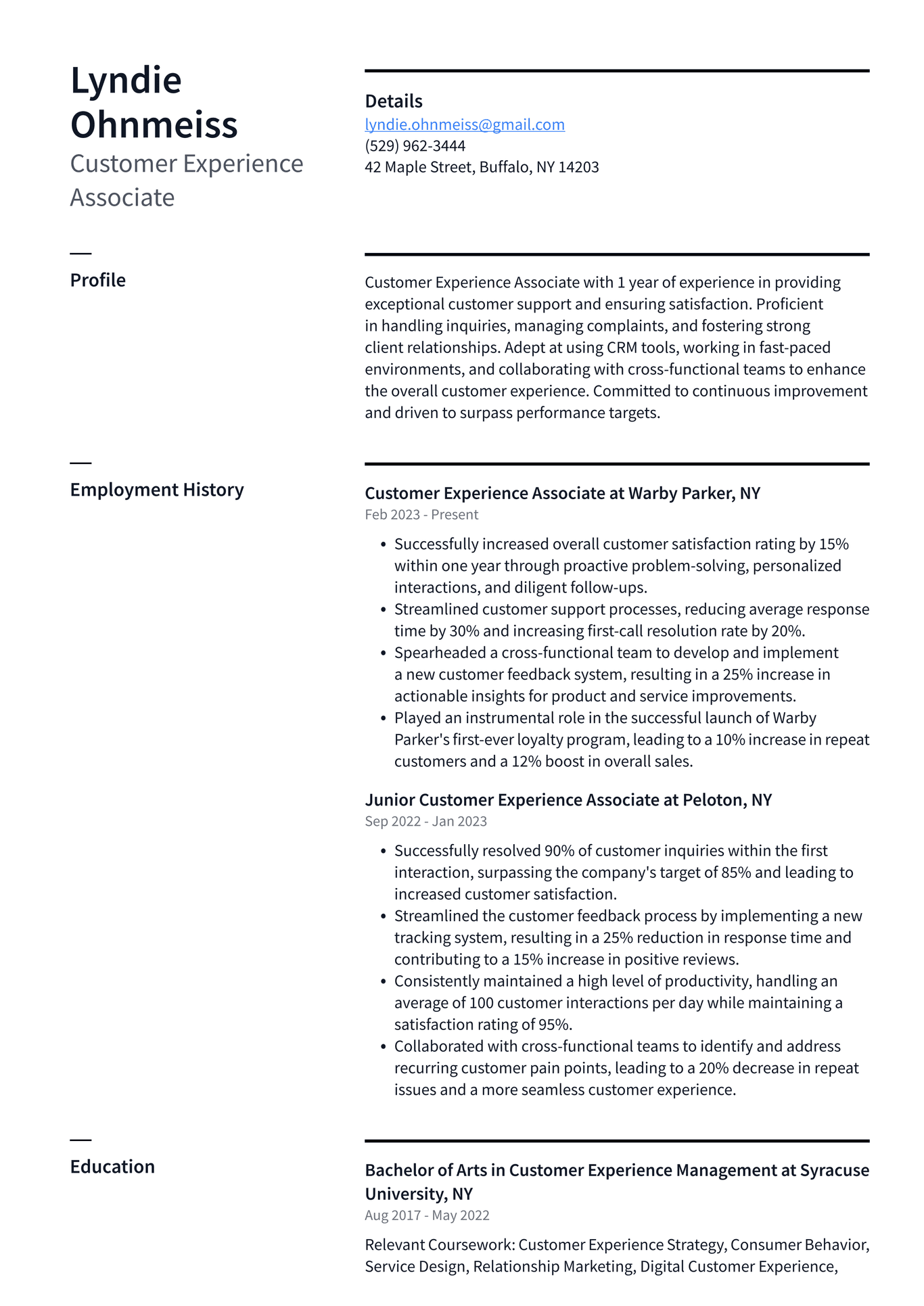 Uber Customer Experience Associate Resume Examples