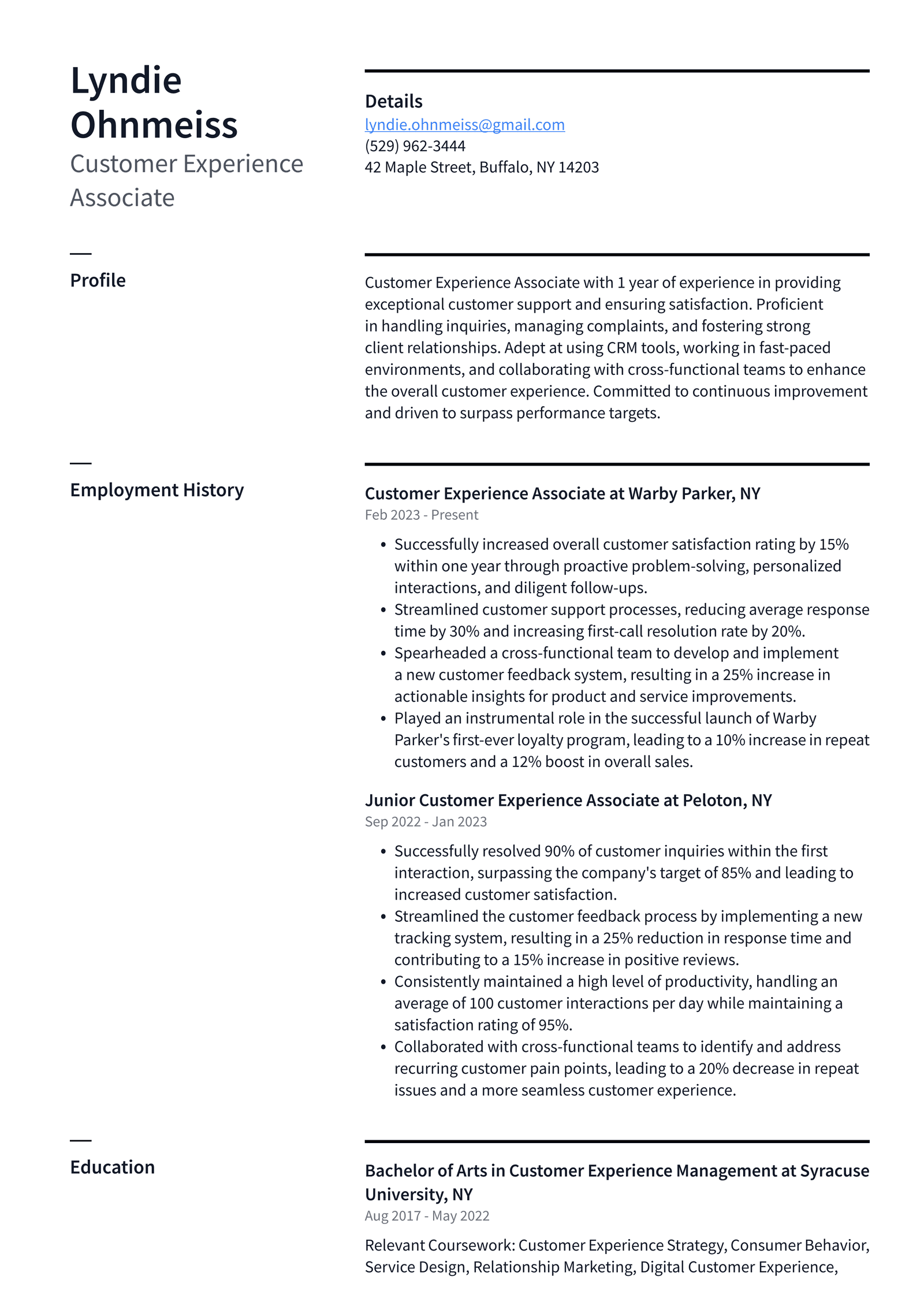 Uber Customer Experience Associate Resume Examples