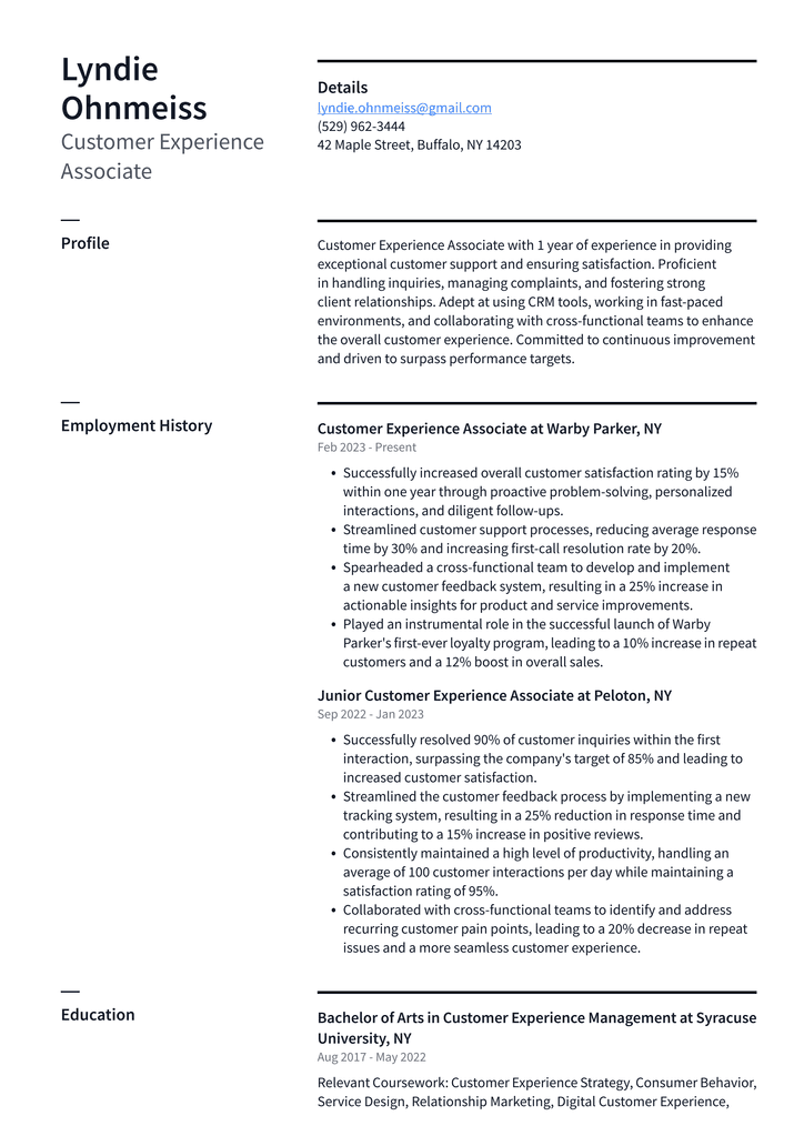 Uber Customer Experience Associate Resume Examples