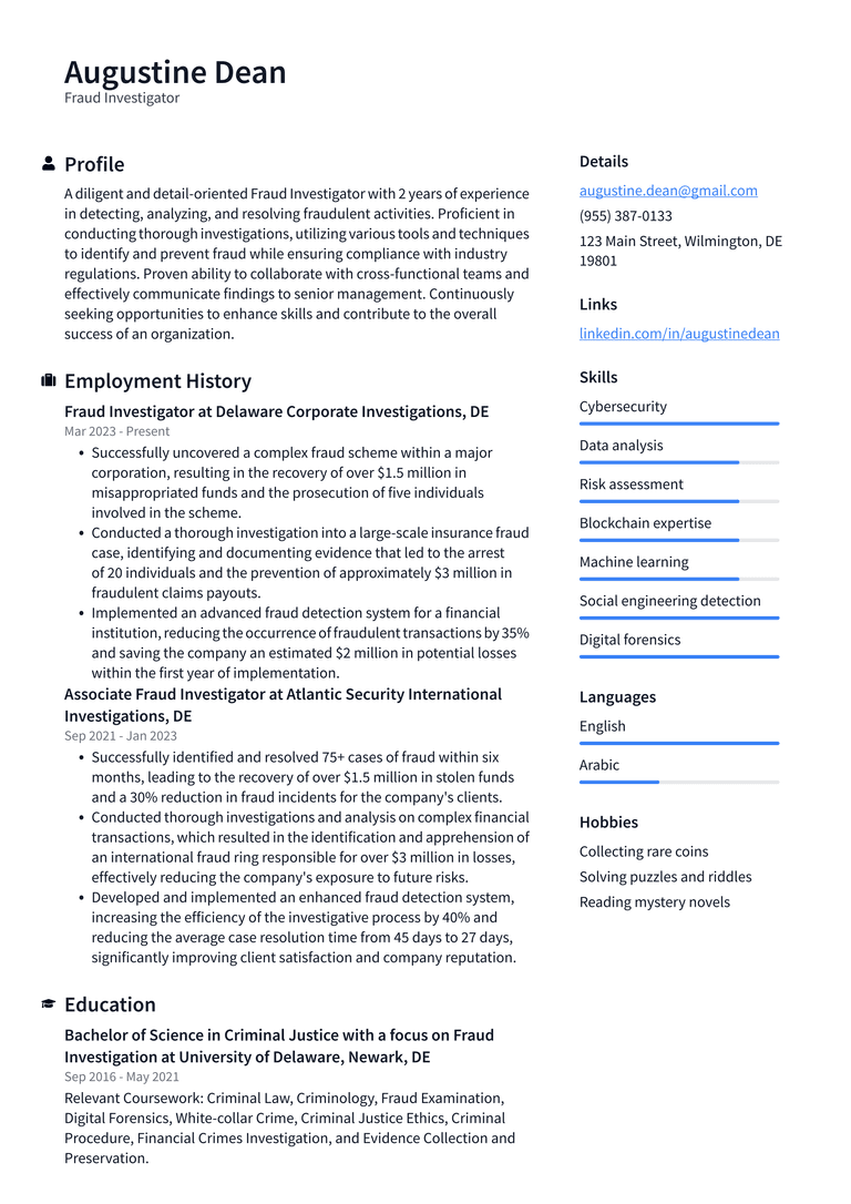 Uber Fraud Investigator Resume Examples | ResumeCat