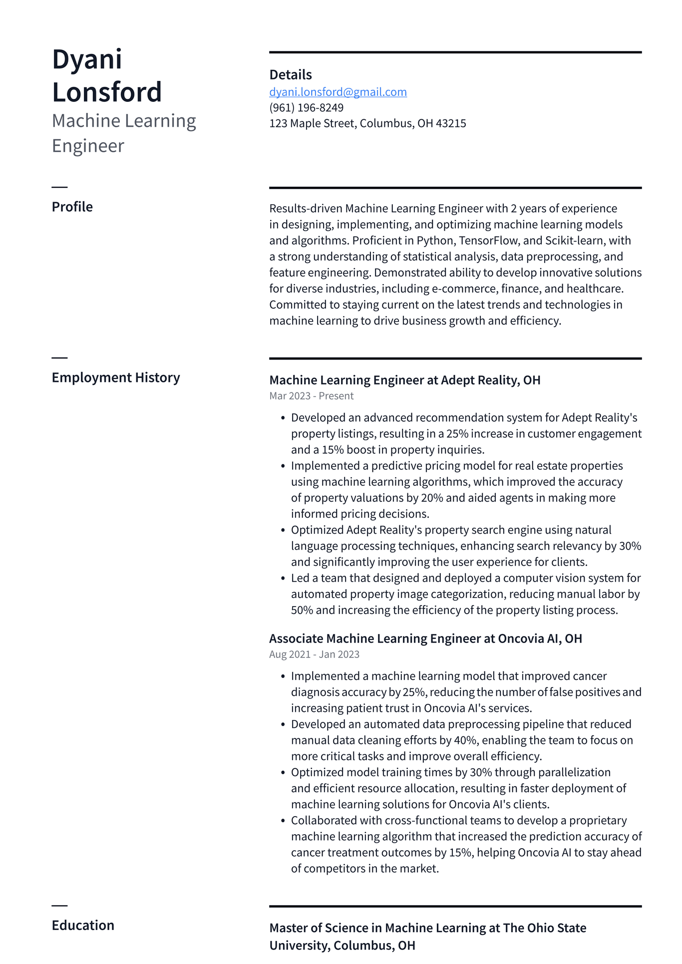 Uber Machine Learning Engineer Resume Examples | ResumeCat