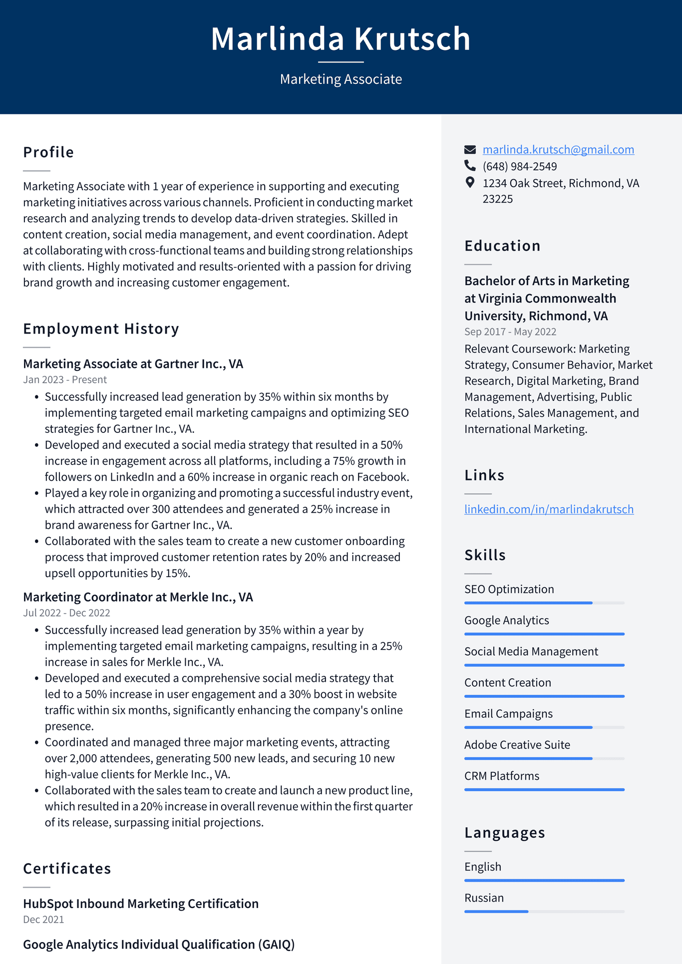 Uber Marketing Associate Resume Examples | ResumeCat