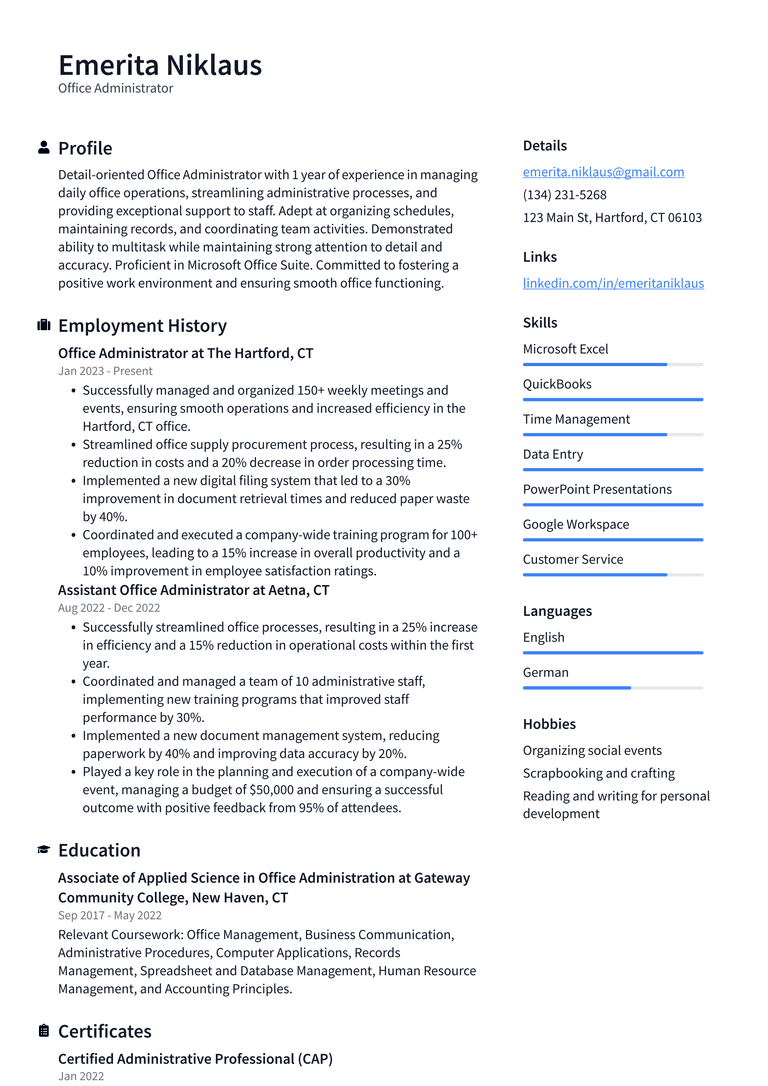 Uber Office Administrator Resume Examples | ResumeCat
