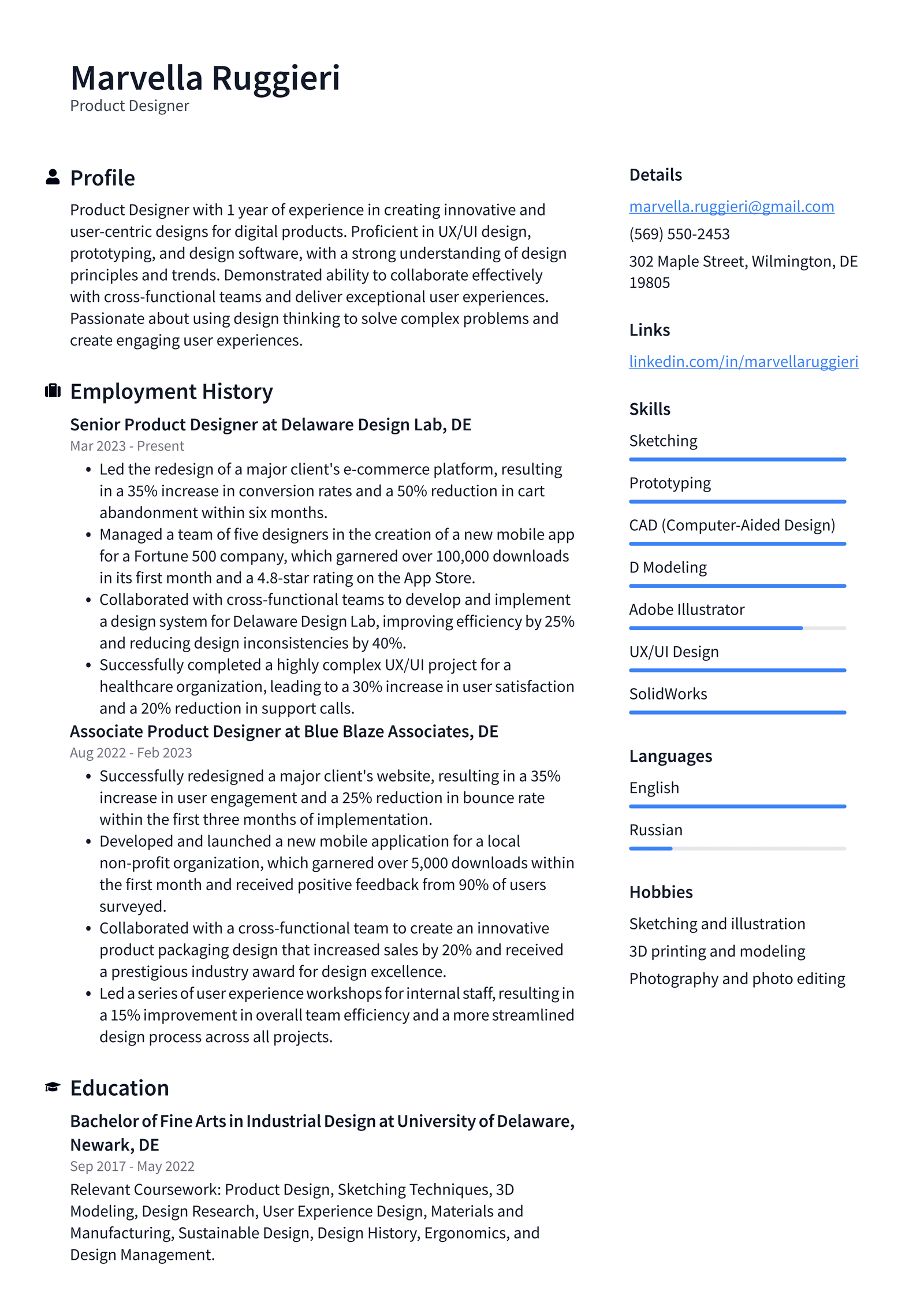 Uber Product Designer Resume Examples | ResumeCat