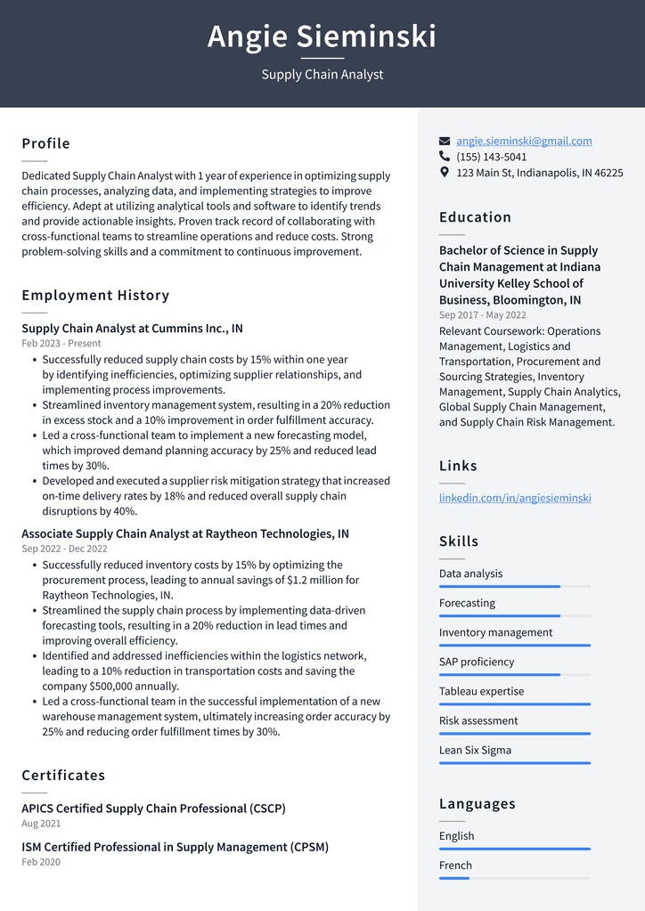 Uber Supply Chain Analyst Resume Examples | ResumeCat Uber Supply Chain Analyst Resume Examples | ResumeCat
