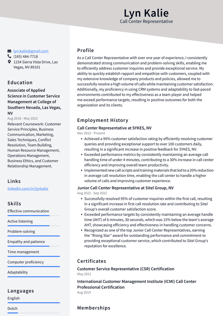 Walgreens Call Center Representative Resume Examples