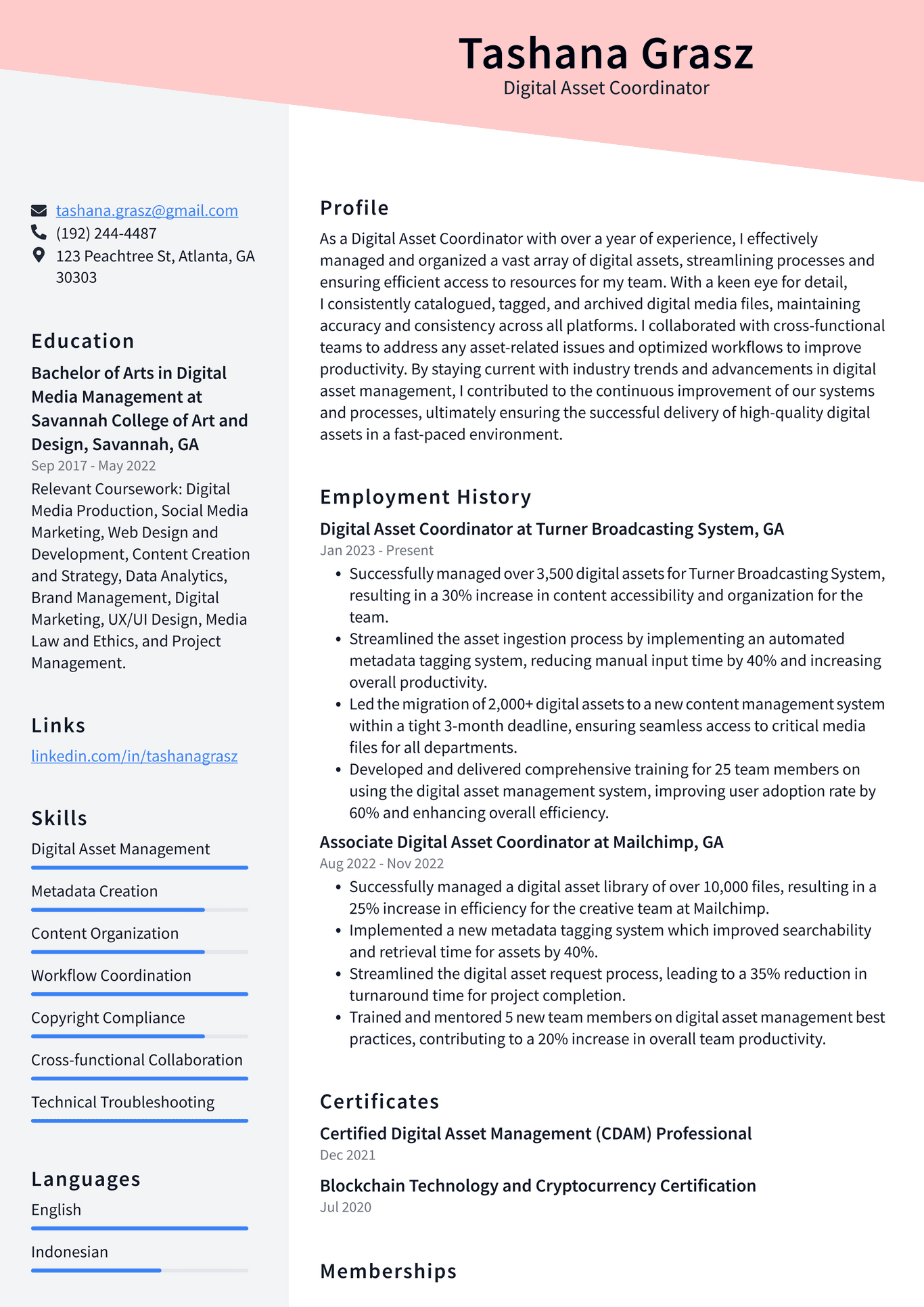Walgreens Digital Asset Coordinator Resume Examples