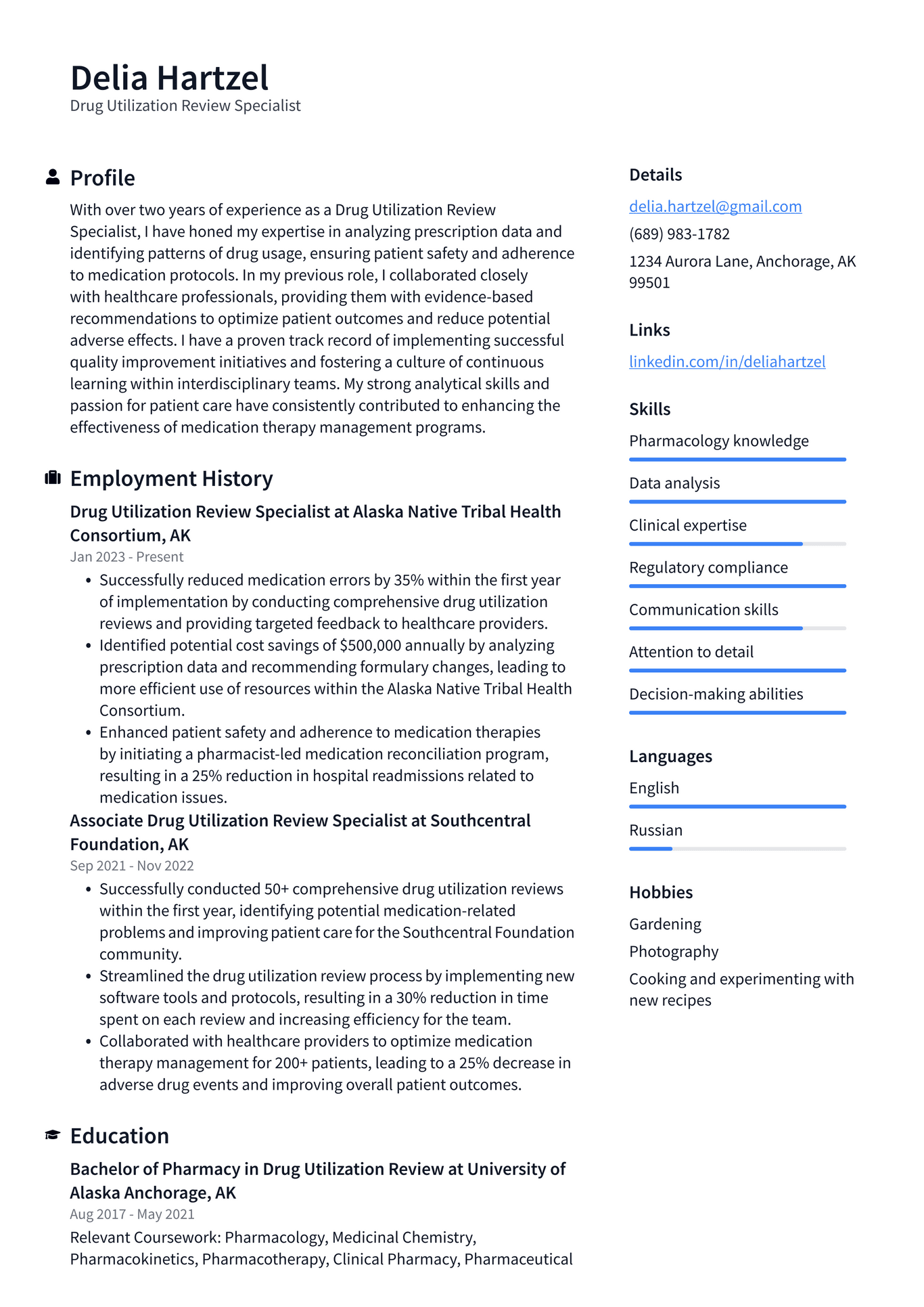 Walgreens Drug Utilization Review Specialist Resume Examples