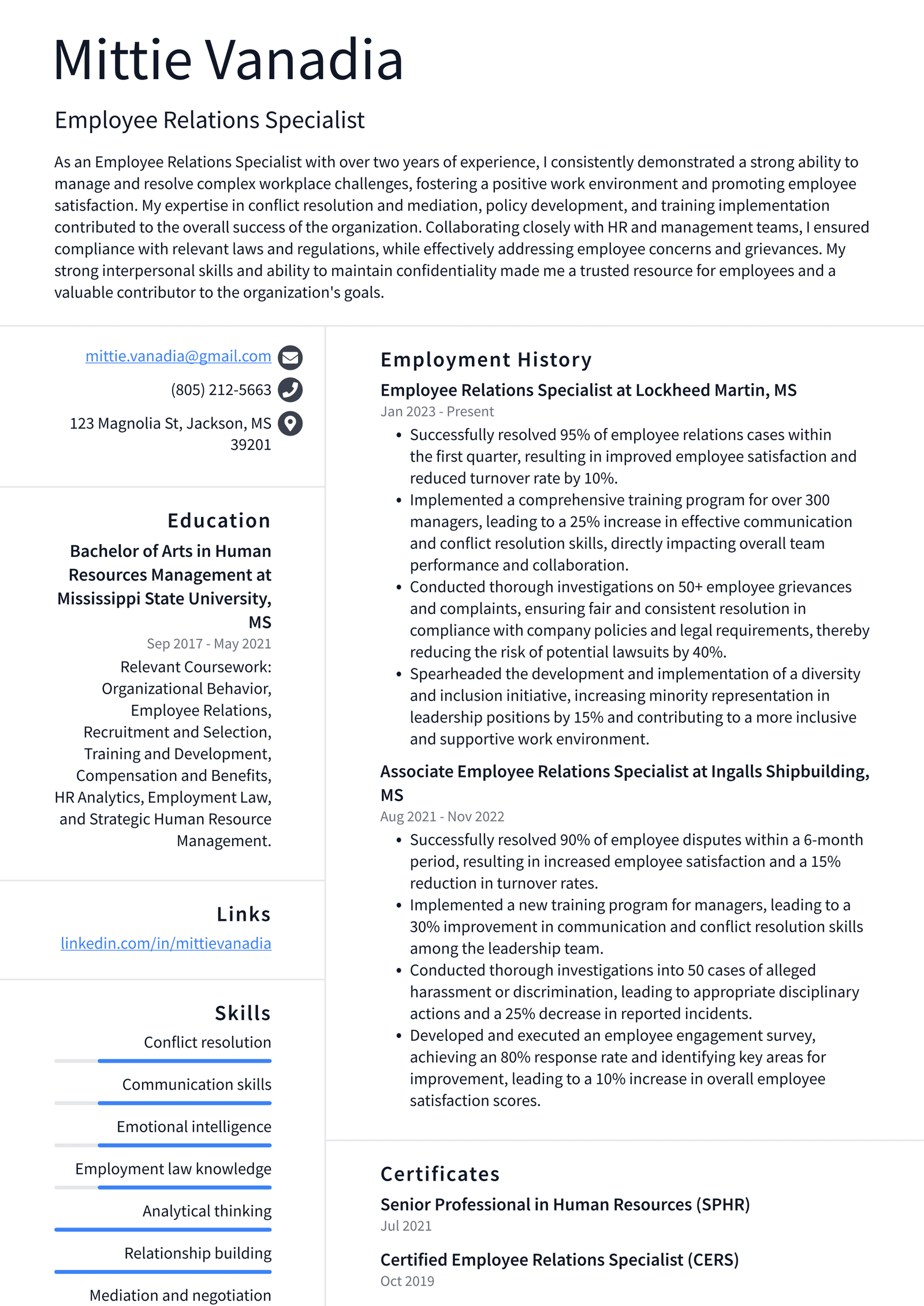 Walgreens Employee Relations Specialist Resume Examples
