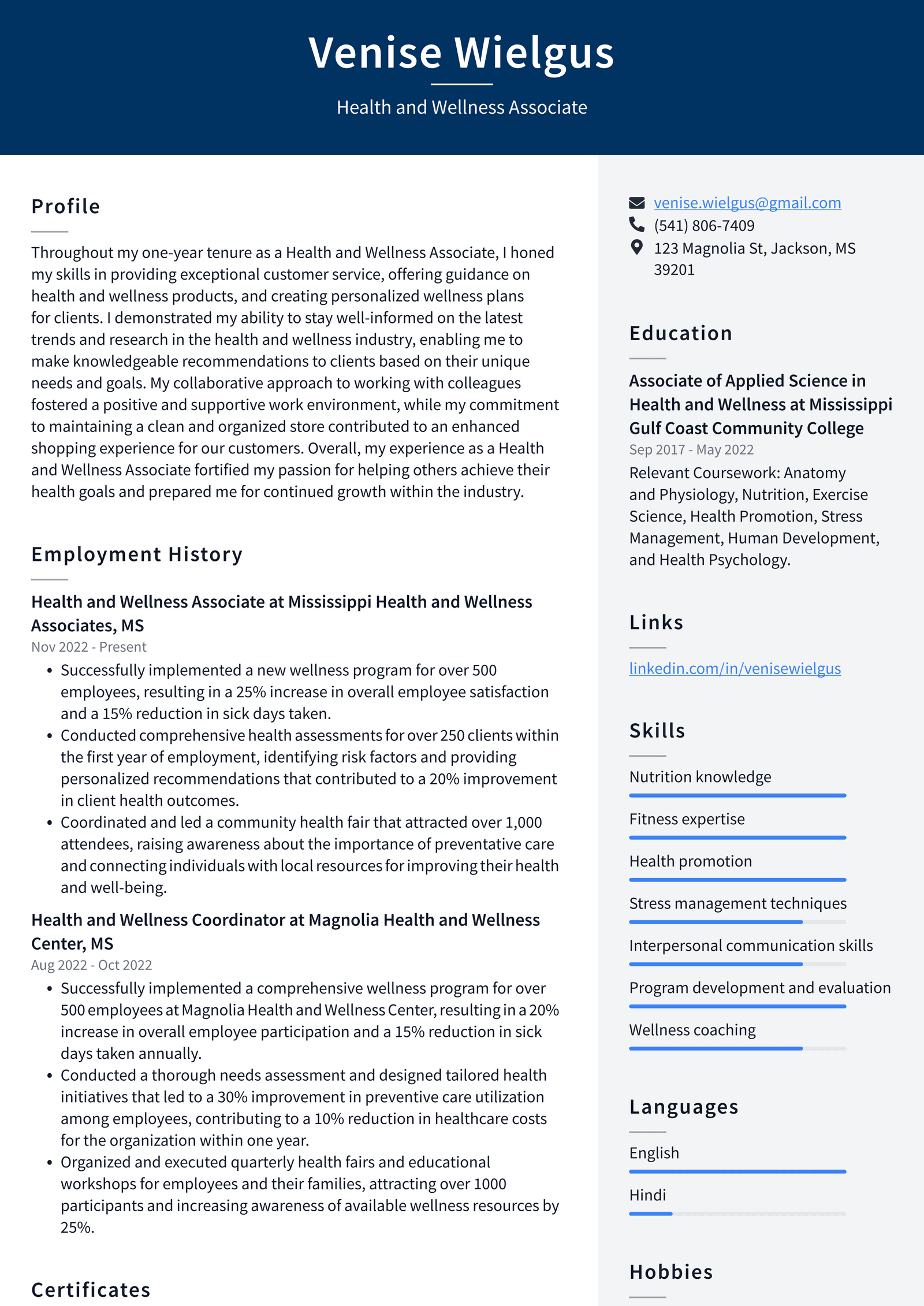 Walgreens Health and Wellness Associate Resume Examples