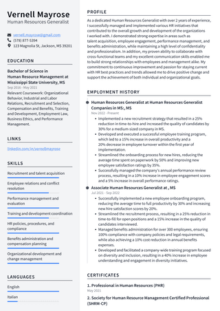 Walgreens Human Resources Generalist Resume Examples