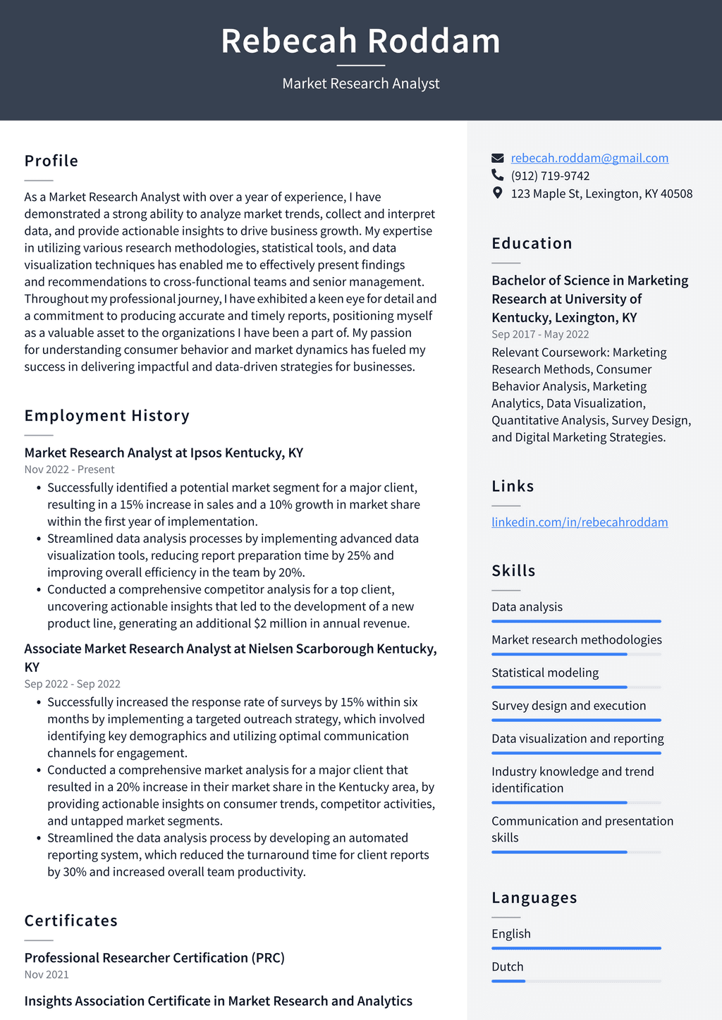 Walgreens Market Research Analyst Resume Examples