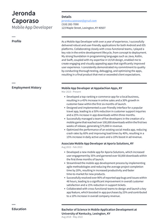 Walgreens Mobile App Developer Resume Examples | ResumeCat