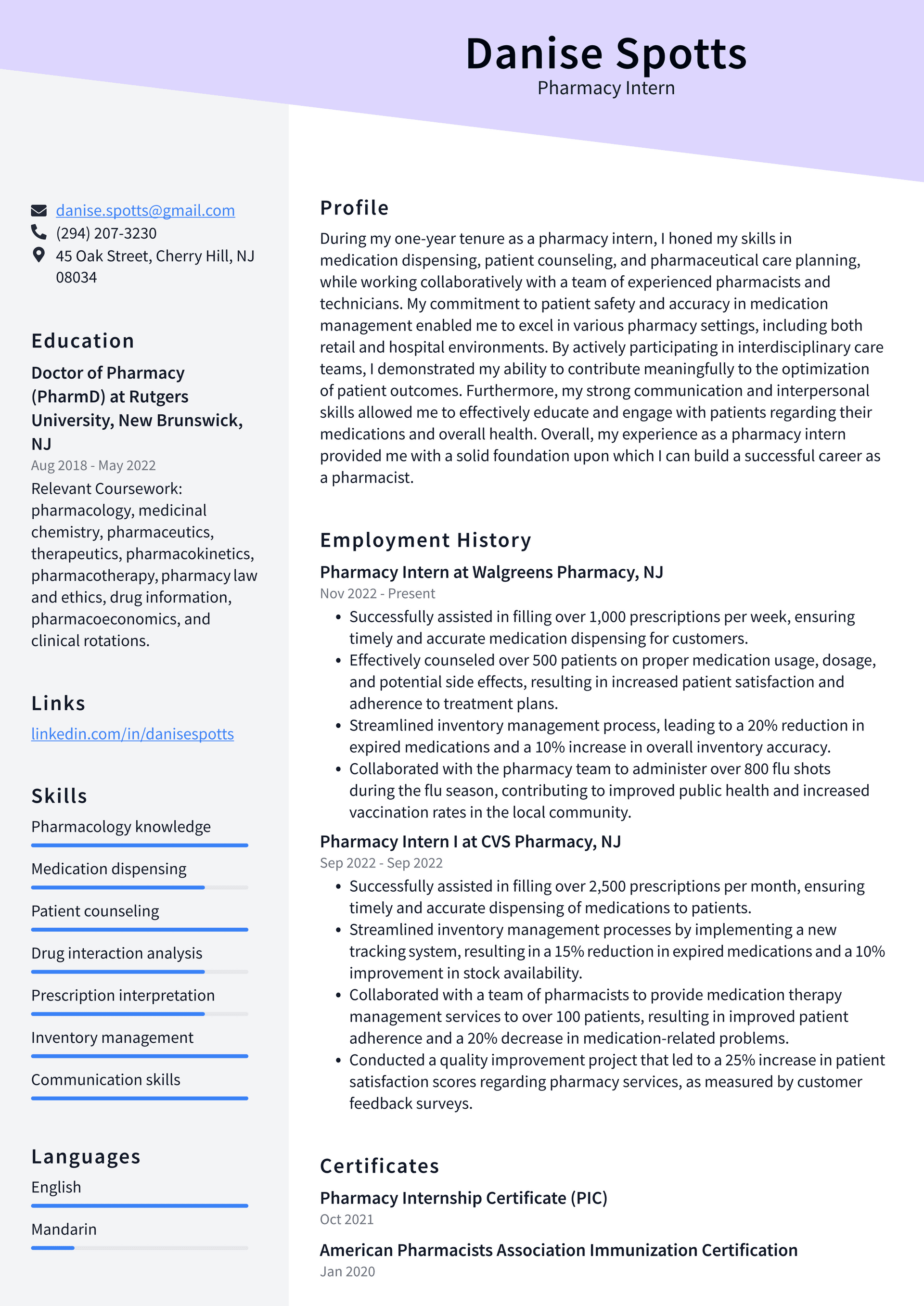 Walgreens Pharmacy Intern Resume Examples | ResumeCat