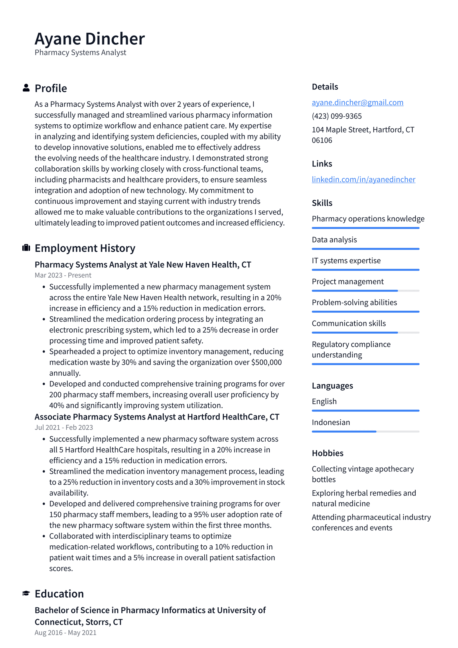 Walgreens Pharmacy Systems Analyst Resume Examples