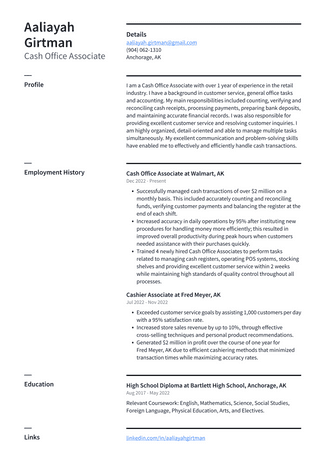 Walmart Cash Office Associate Resume Examples | ResumeCat