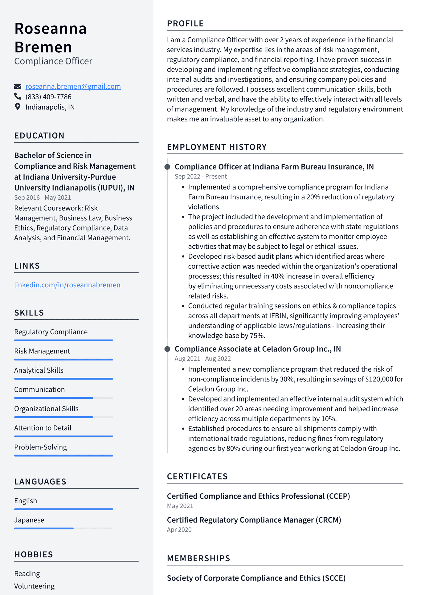 Walmart Compliance Officer Resume Examples | ResumeCat