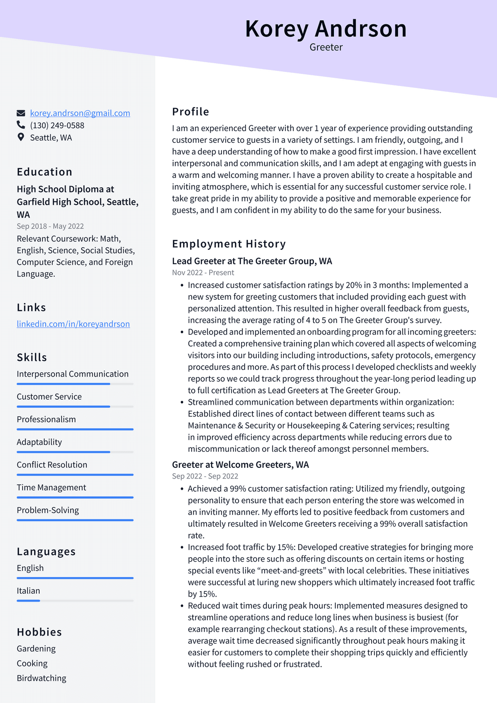 Walmart Greeter Resume Examples | ResumeCat
