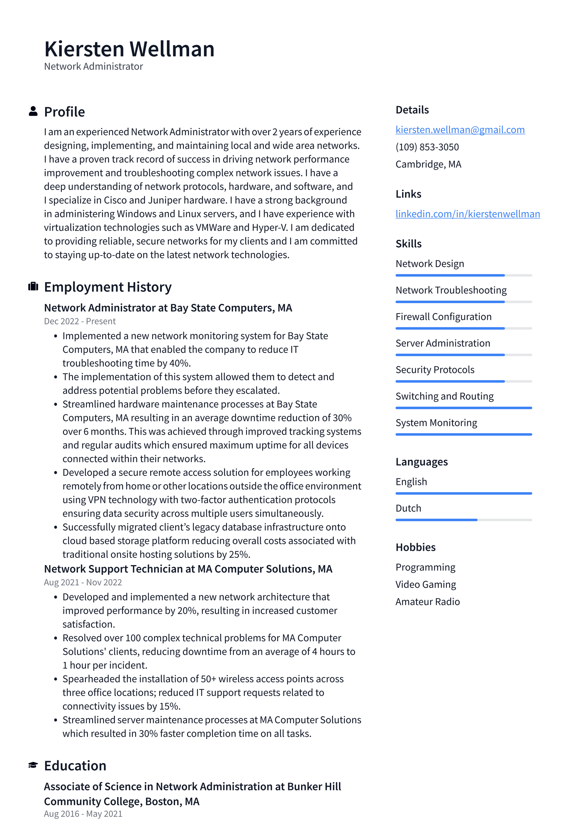 Walmart Network Administrator Resume Examples | ResumeCat