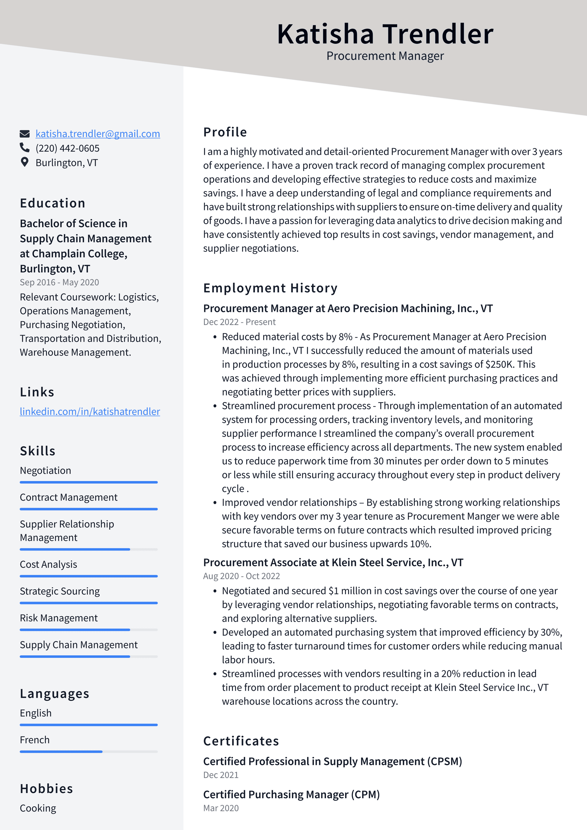 Walmart Procurement Manager Resume Examples | ResumeCat