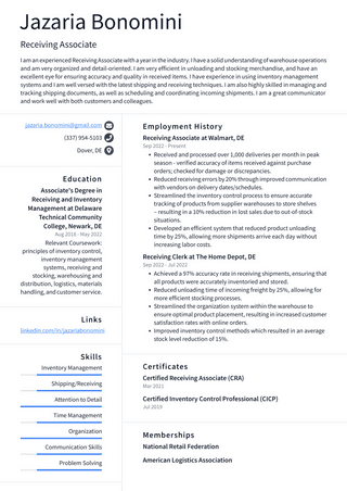 Walmart Receiving Associate Resume Examples | ResumeCat