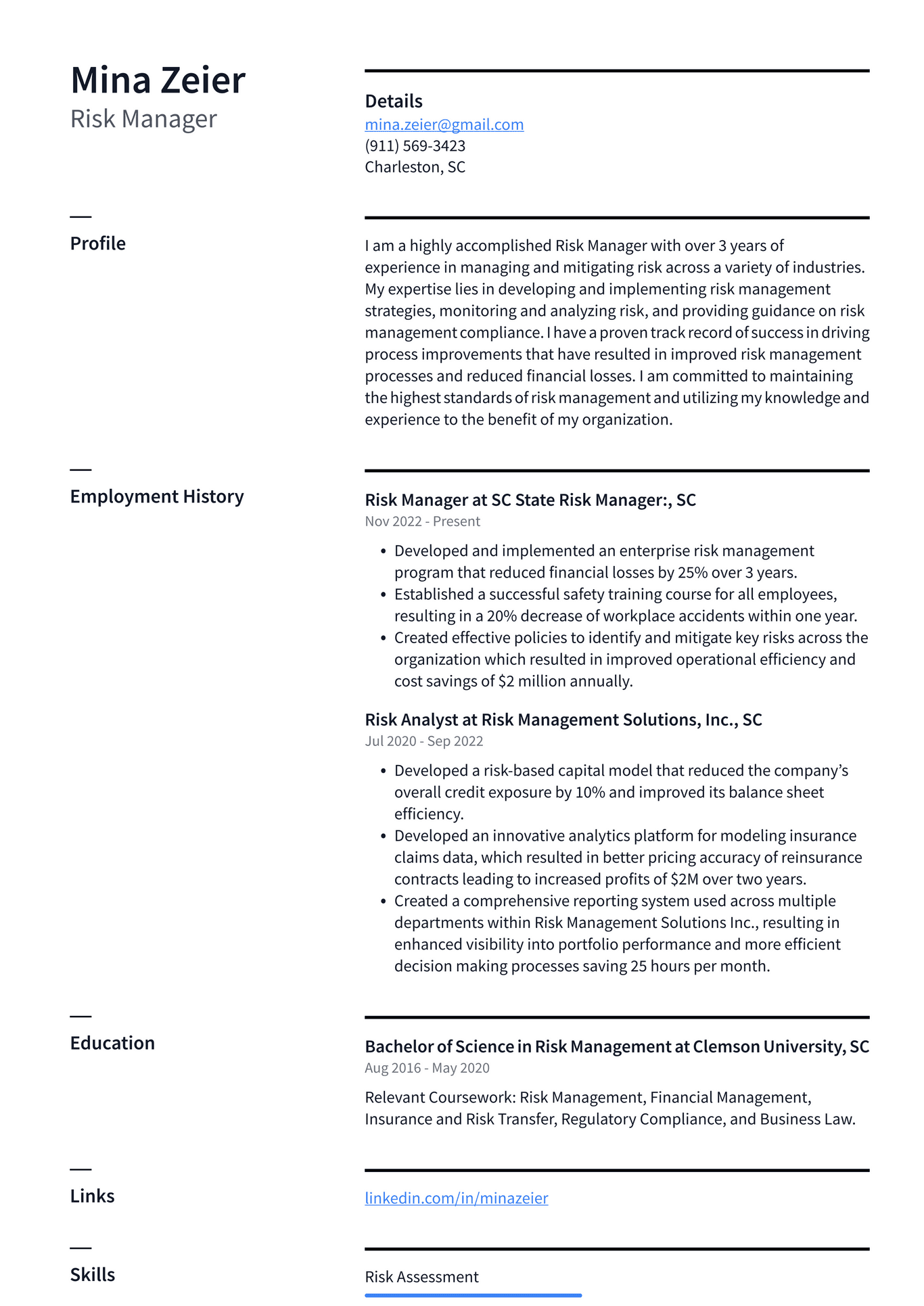 Walmart Risk Manager Resume Examples | ResumeCat