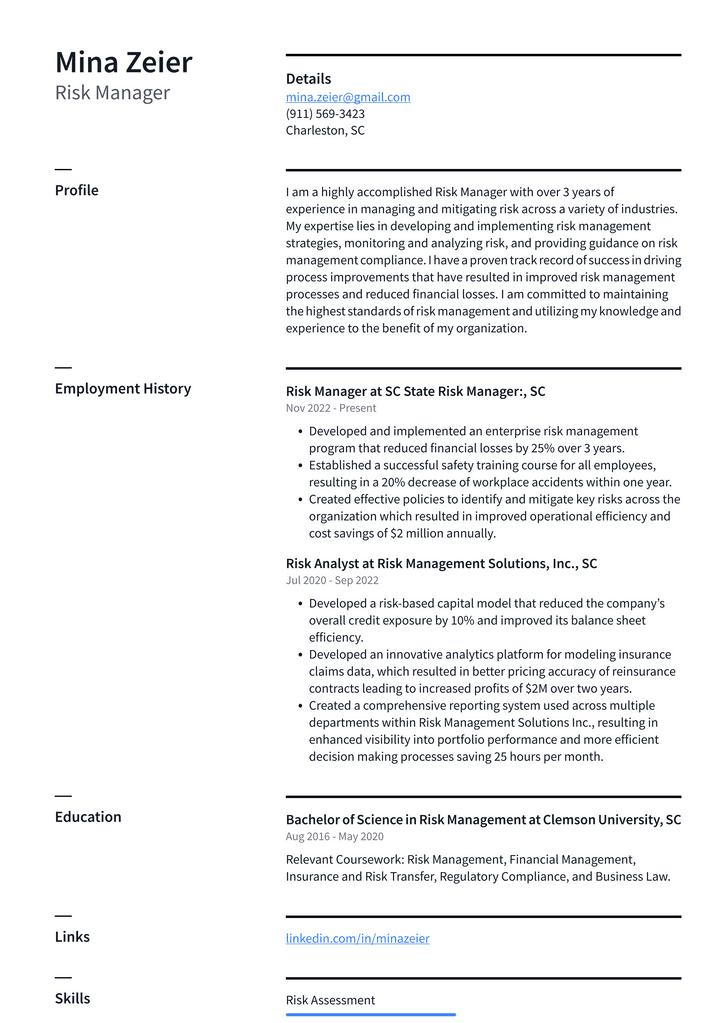 Walmart Risk Manager Resume Examples | ResumeCat