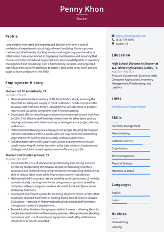 Walmart Stocker Resume Examples | ResumeCat