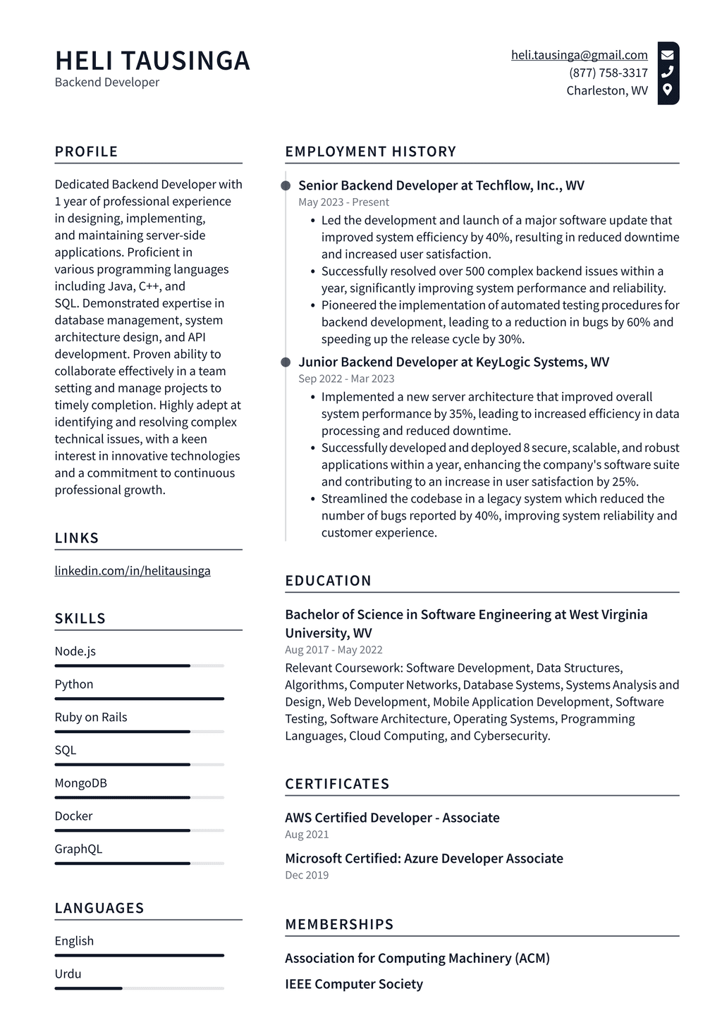 Zoom Backend Developer Resume Examples | ResumeCat