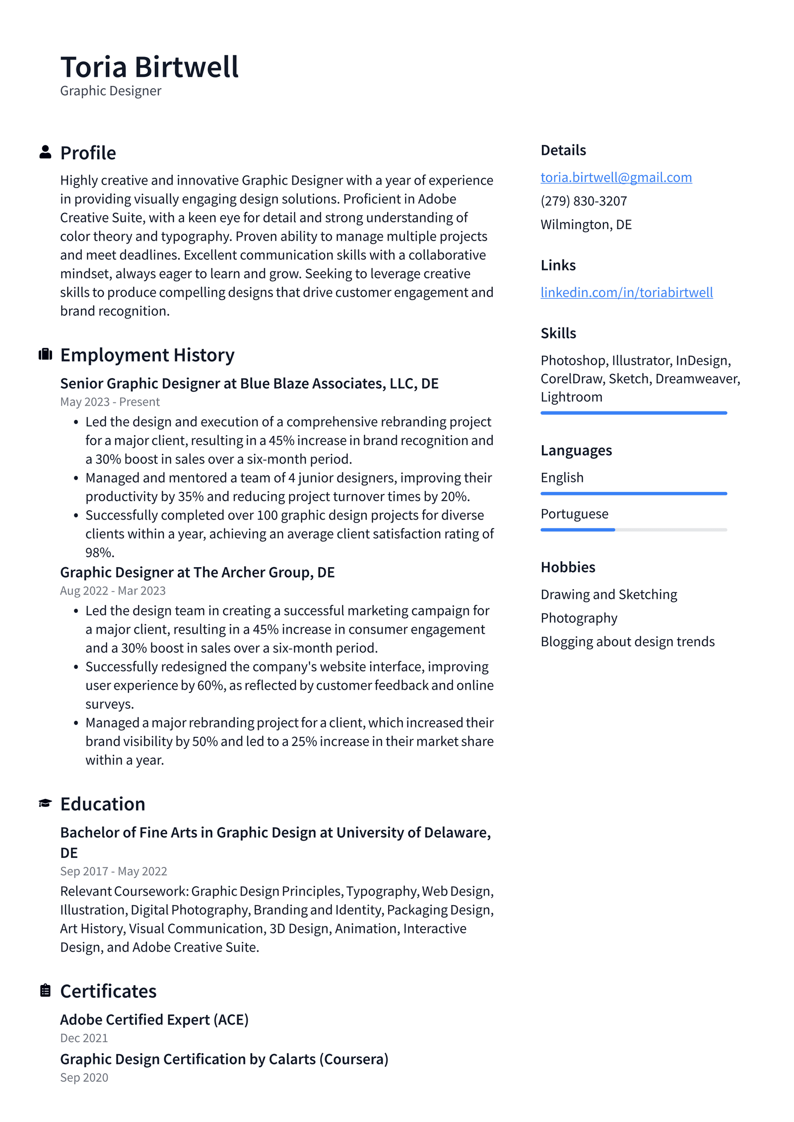 Zoom Graphic Designer Resume Examples | ResumeCat